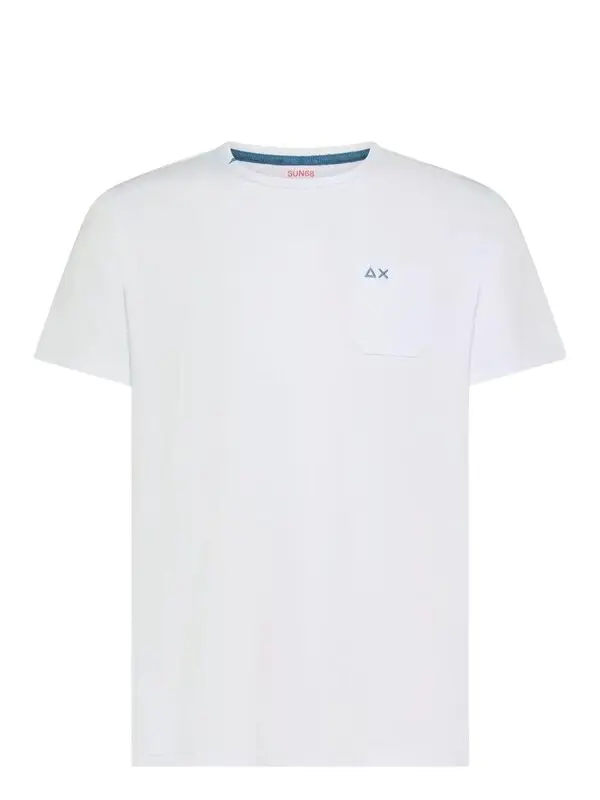 SUN 68 Logo-embroidered Pocket T-shirt - White
