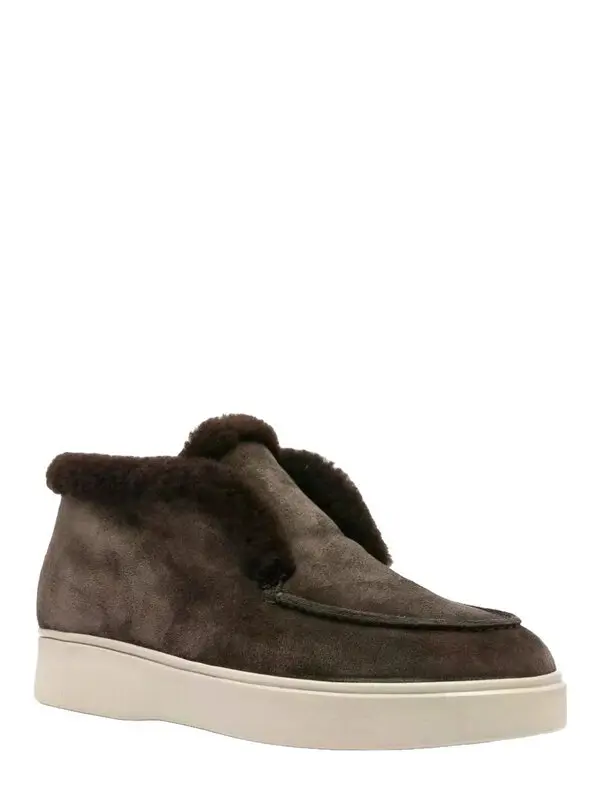 Officine Creative Frame Shearling-trim Suede Ankle Boots - Brown