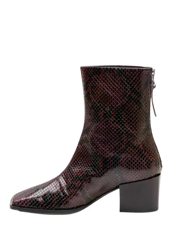 AeydĒ Amina Snake-effect Leather Ankle Boots - Red