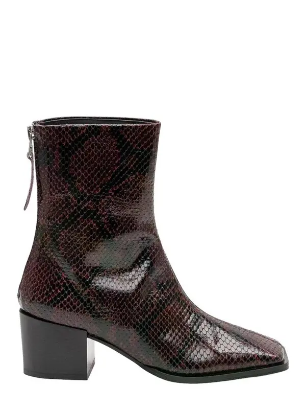 AeydĒ Amina Snake-effect Leather Ankle Boots - Red
