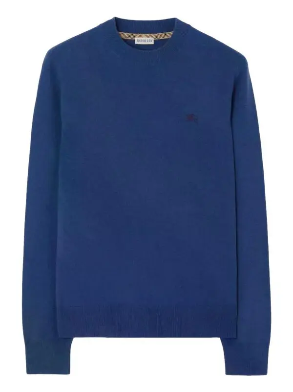 Burberry Embroidered Knight Cashmere Blend Sweater - Blue