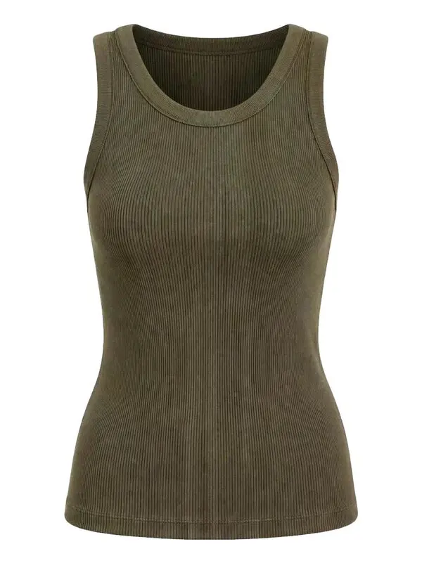 Vince Ribbed Scoop-neck Tank Top - Green