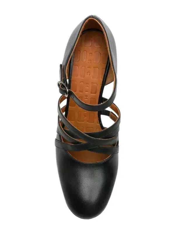 Chie Mihara Leather Strappy Heeled Pumps - Black