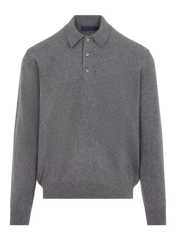 Ralph Lauren Purple Label Cashmere Polo Sweater - Grey
