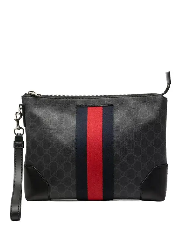 Gucci Gg Supreme Web Clutch Bag - Black