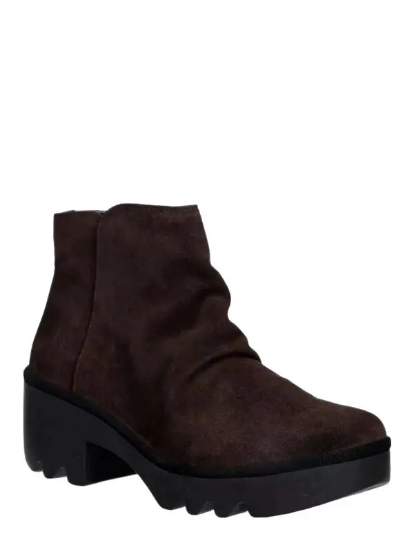 Fly London Ruched Suede Ankle Boots - Brown