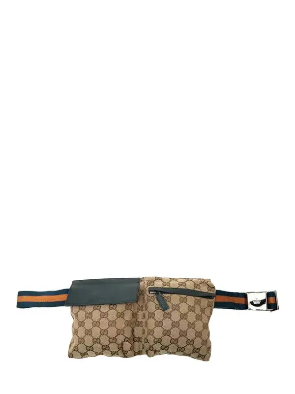 Gucci Gg Canvas Web Double Pocket Belt Bag - Neutrals