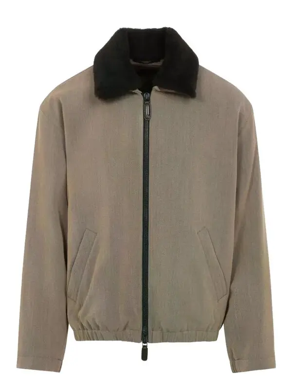 Giorgio Armani Shearling-collar Wool Jacket - Neutrals