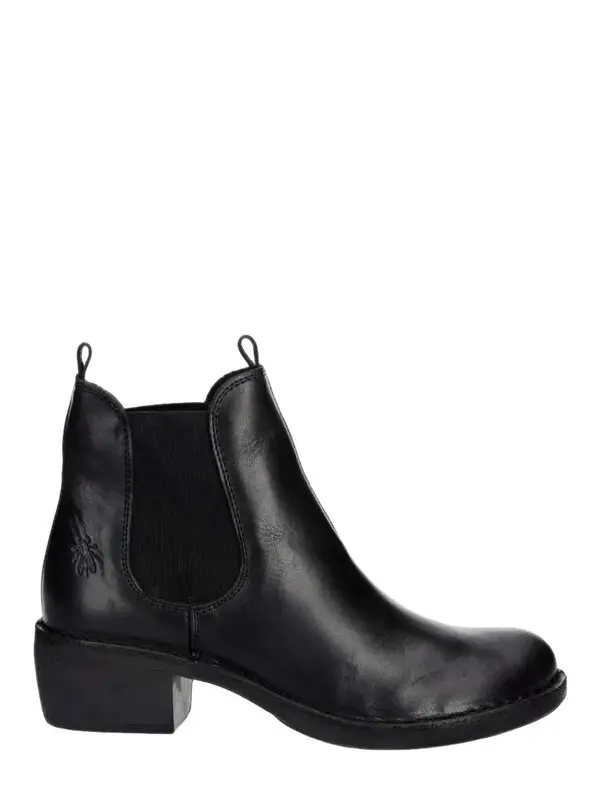 Fly London Elasticated Leather Chelsea Boots - Black