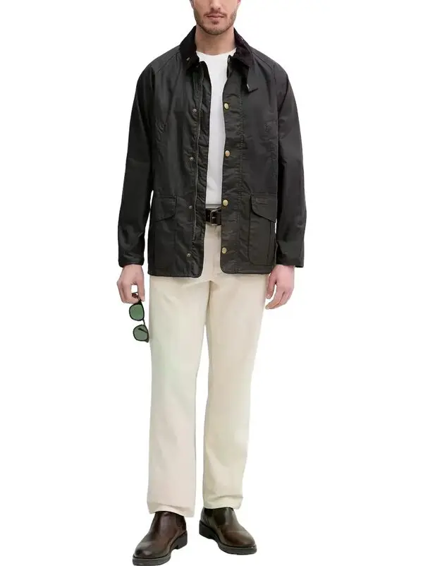 Barbour Stratford Waxed Cotton Jacket With Corduroy Collar - Green