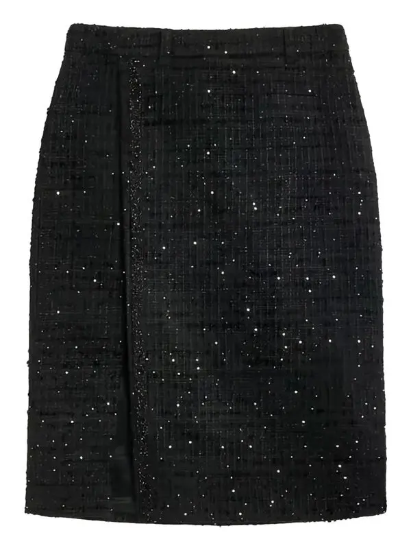 SEMICOUTURE Sequin Embellished Tweed Skirt - Black
