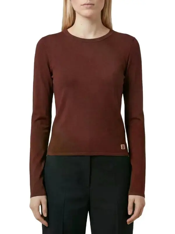 Saint Laurent Cassandre Long-sleeve Top - Brown