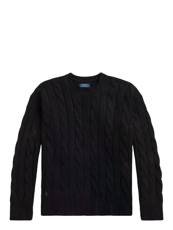 Polo Ralph Lauren Relaxed Fit Cable Knit Wool-blend Jumper - Black