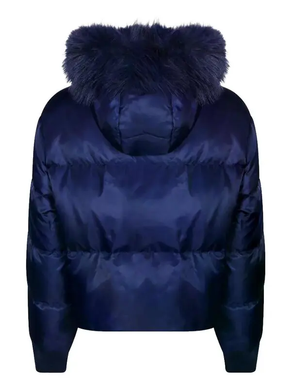 Pinko Faux-fur Trim Puffer Jacket - Blue