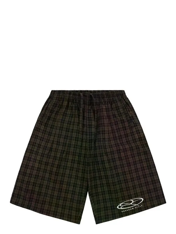 BOREDOM KILLS Checked Lounge Shorts - Brown