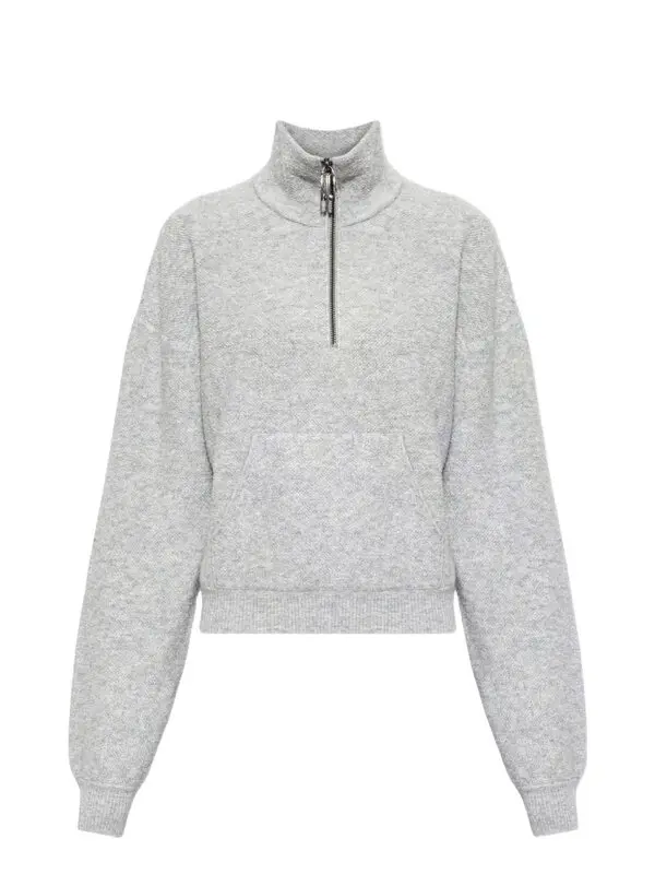 Victoria Beckham Quarter-zip Pouch Pocket Sweater - Grey