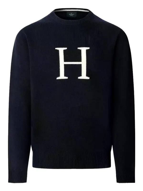 HACKETT LONDON Merino Wool Logo Sweater - Blue