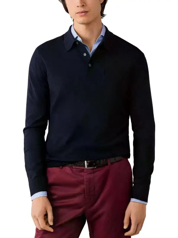 HACKETT LONDON Long-sleeve Polo Sweater - Blue