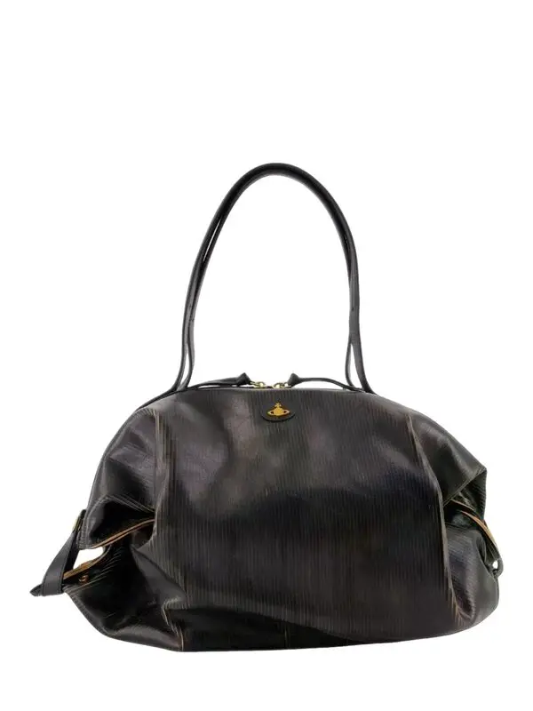 VIVIENNE WESTWOOD Large Mara Embossed Leather Tote Bag - Black
