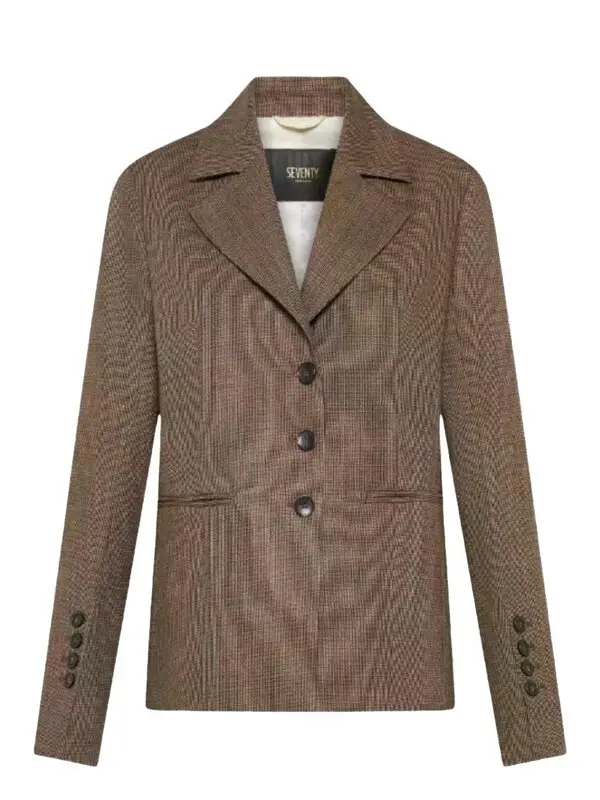 Seventy Checked Notched Lapel Blazer - Brown