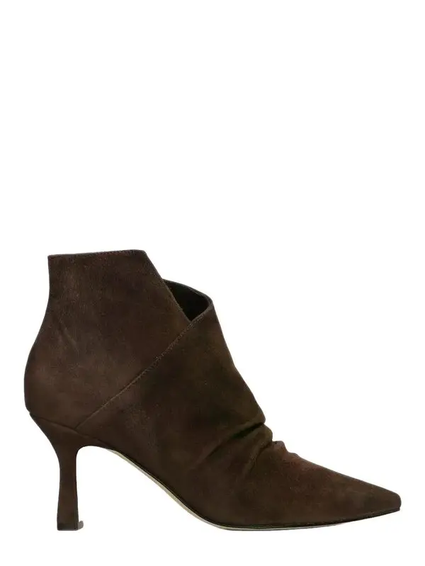 THE SELLER Ruched Pointed-toe Stiletto Ankle Boots - Brown