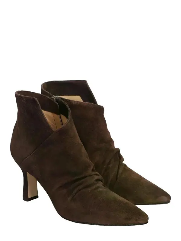 THE SELLER Ruched Point-toe Stiletto Ankle Boots - Brown
