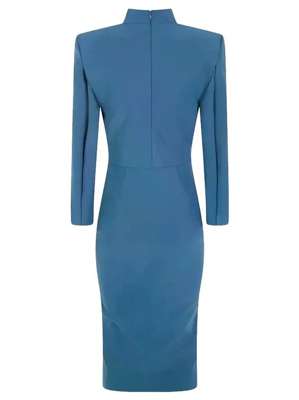 Chiara Boni La Petite Robe Wrap-style Ruched High Neck Dress - Blue