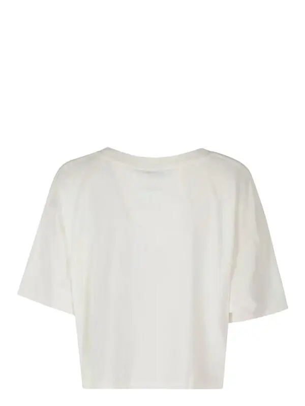 ANINE BING Johnny Cropped T-shirt With Monogram Embroidery - Neutrals