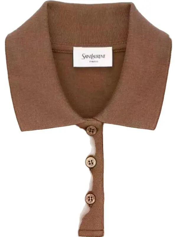 Saint Laurent Cropped Logo Polo Top - Brown