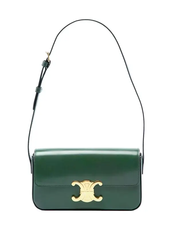Celine Calfskin Triomphe Claude Shoulder Bag - Green