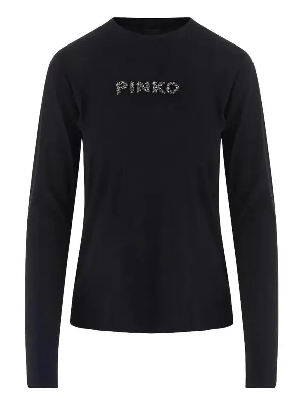 Pinko Embellished Logo Patch Long Sleeve T-shirt - Black