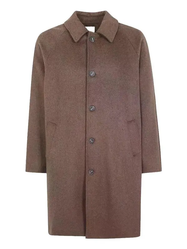 WOC Single-breasted Raglan-sleeve Coat - Brown