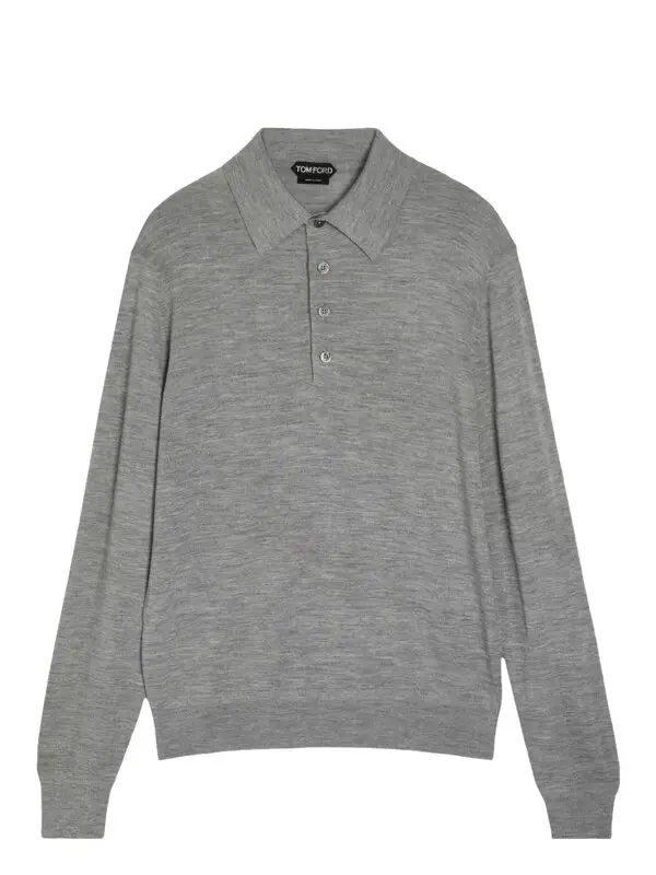 TOM FORD Long-sleeve Polo Shirt - Grey