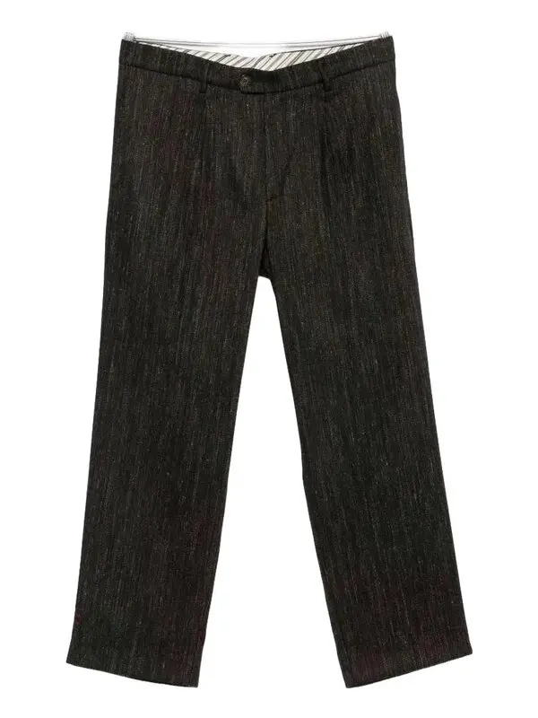 AMARANTO Pleated Straight-leg Trousers - Brown