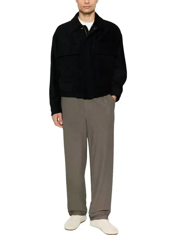 Giorgio Armani Textured Elasticated-waist Trousers - Green