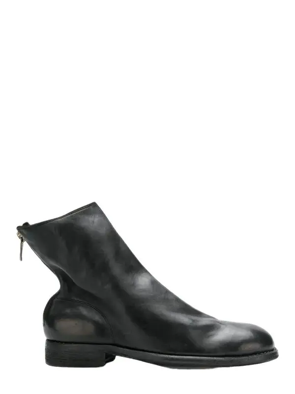 Guidi Rear Zip Leather Boots - Black