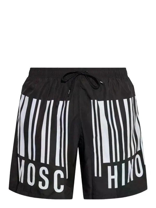 Moschino Barcode Logo Print Swim Shorts - Black