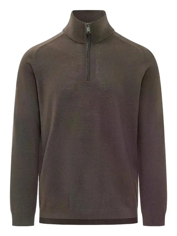 Premiata Quarter-zip Wool Sweater - Brown