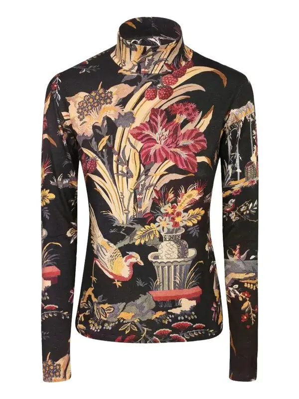 Etro Long Sleeve Mock Neck Top - Black