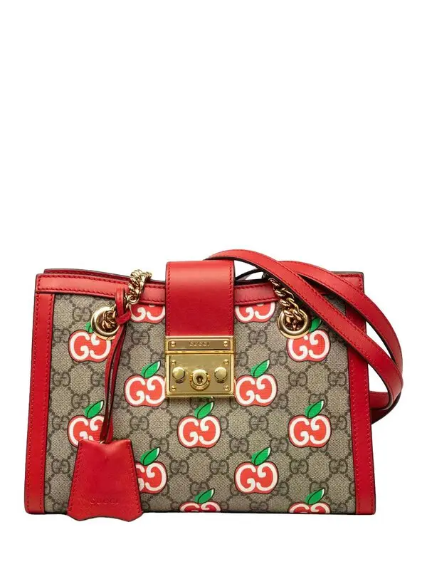 Gucci Small Gg Supreme Apple Padlock Tote Bag - Neutrals