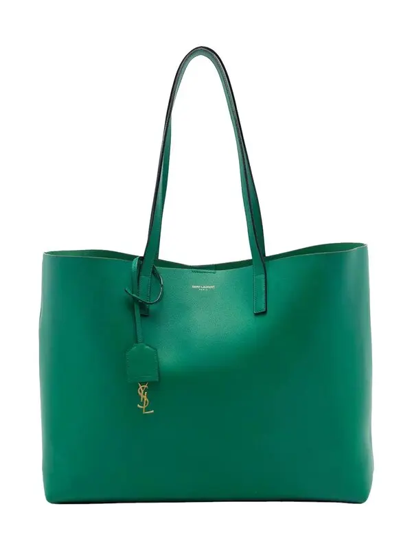 Saint Laurent Leather Shopping Tote Bag - Green
