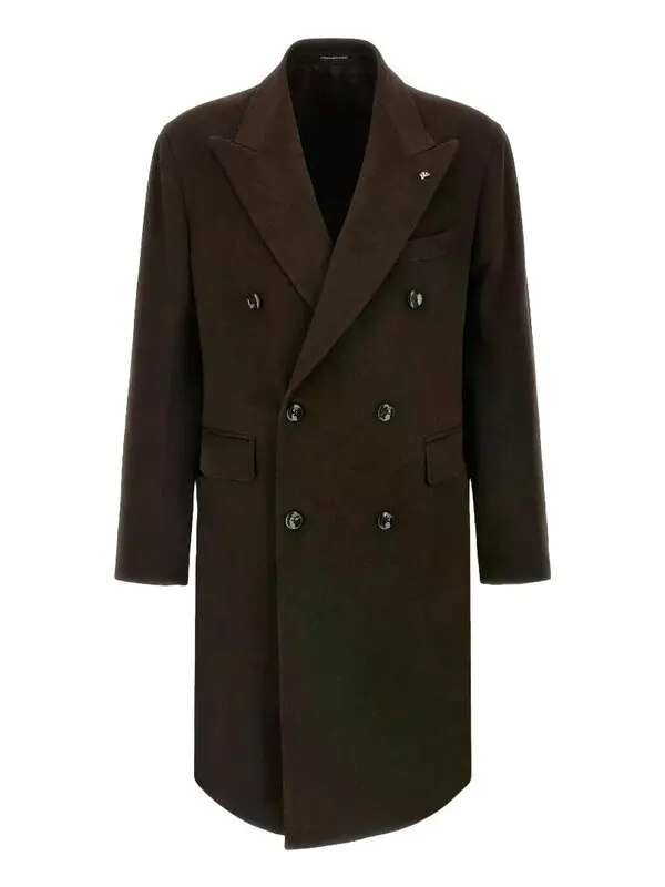 Tagliatore Double-breasted Peak Lapel Coat - Brown