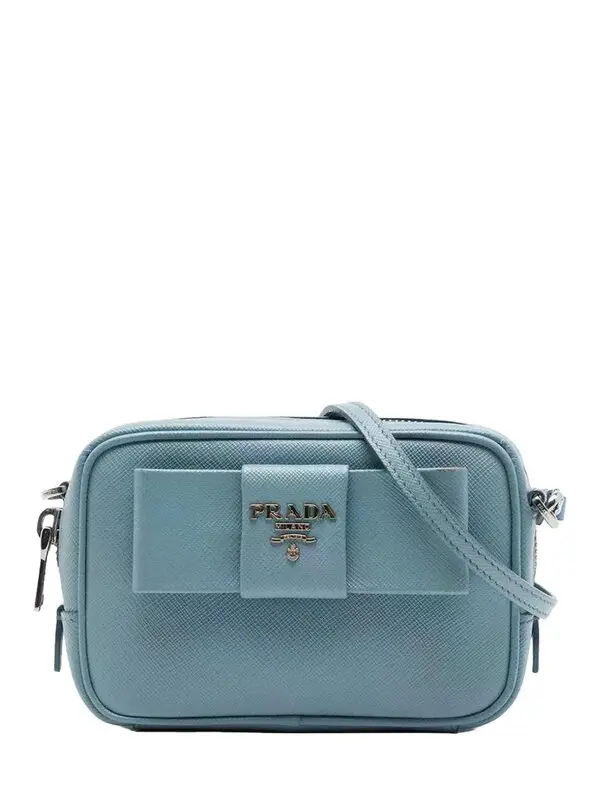 Prada Saffiano Fiocco Bow Camera Bag - Blue