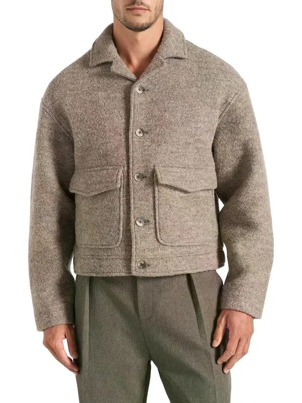 Manière De Voir Wool Bouclé Jacket With Revere Collar - Neutrals