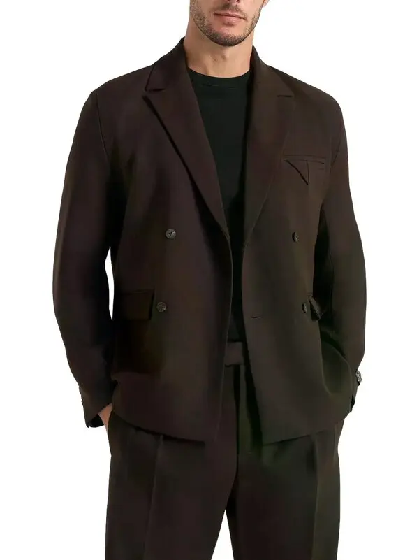 Manière De Voir Didier In Double Breasted Tailored Wool-blend Suit Blazer - Brown