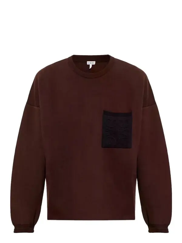 Loewe Anagram-motif Patch Pocket Sweater - Brown