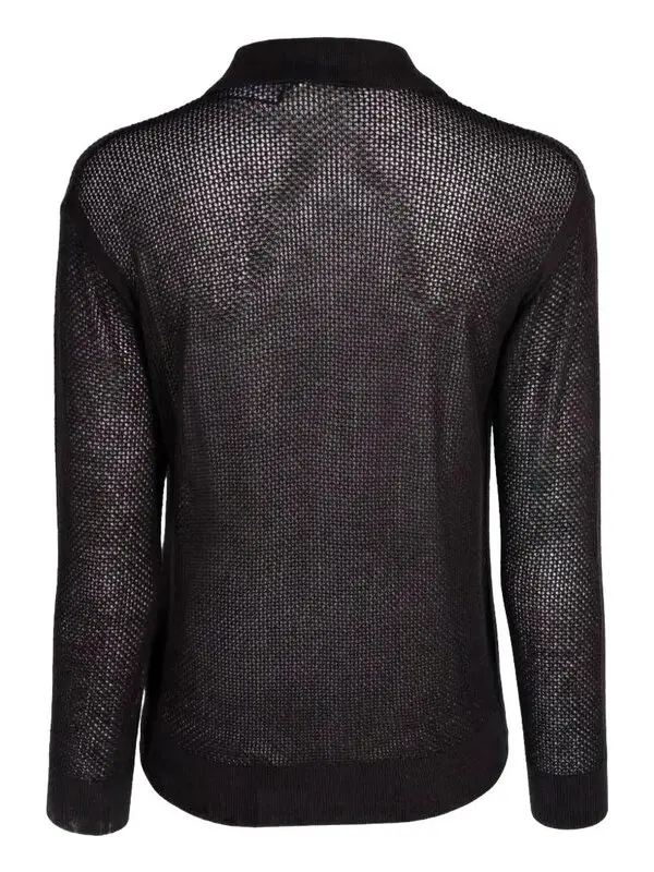 L'Agence Carine Pointelle Knit Polo Top - Brown
