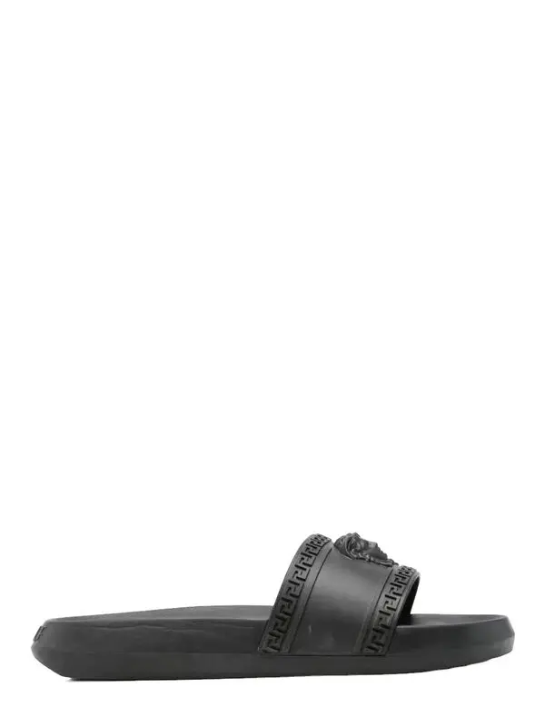 Versace Medusa Head Greca Slides - Black