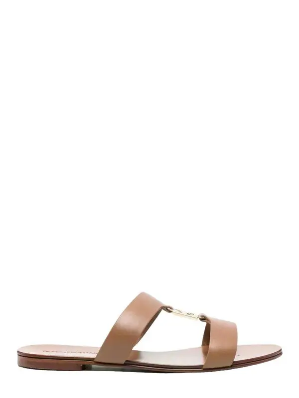 Dolce & Gabbana Dg Logo Leather Sandals - Neutrals