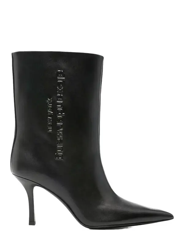 ALEXANDER WANG Delphine Logo-embossed Ankle Boots - Black